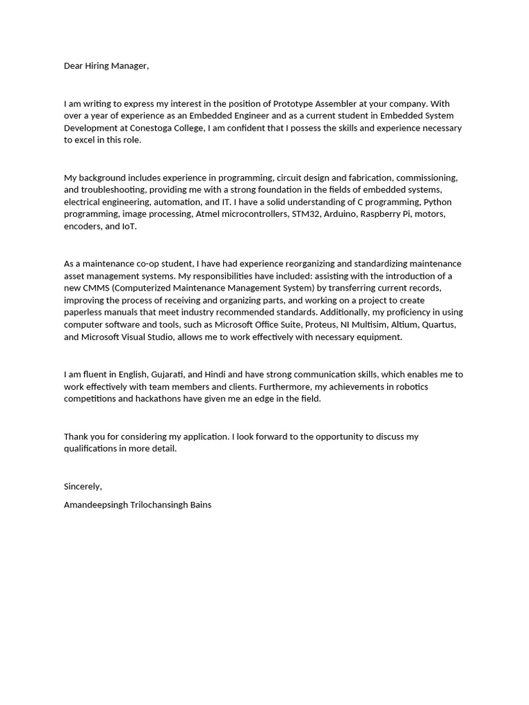 Dear Hiring Manager | PDF