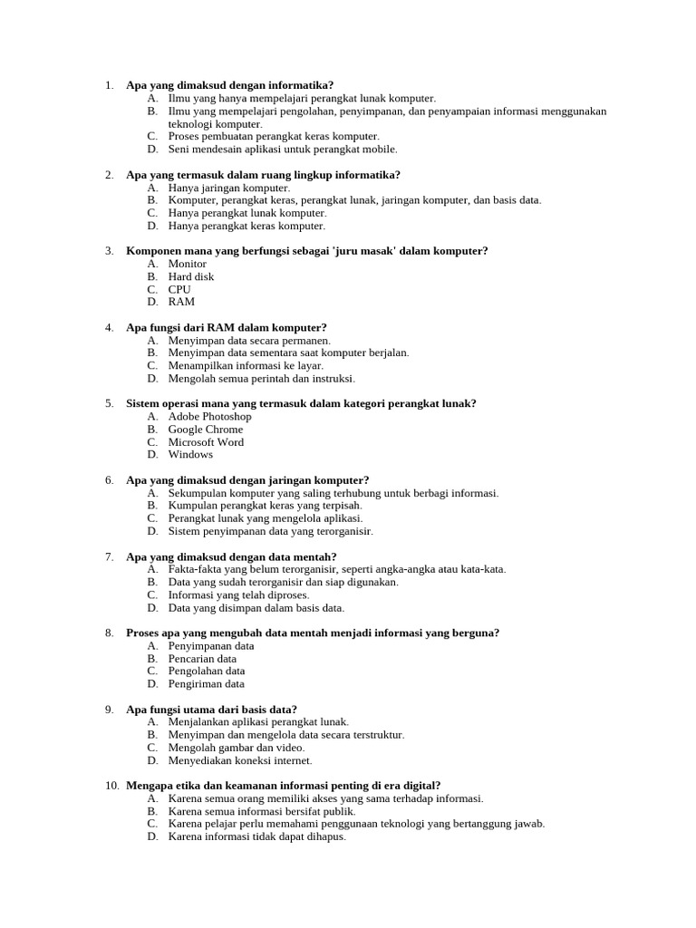 informatika Untuk pelajar SMP | PDF