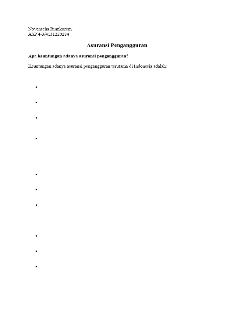 15 Novenscha Rumkorem Asuransi Pengangguran | PDF
