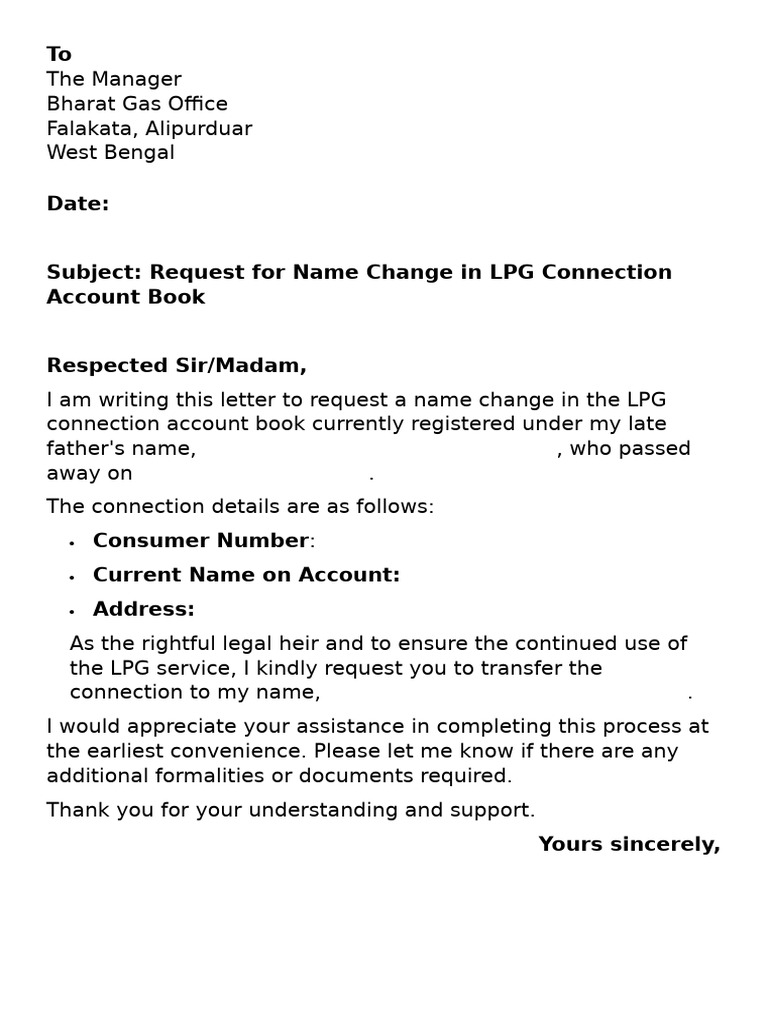 LPG Connection Change | PDF