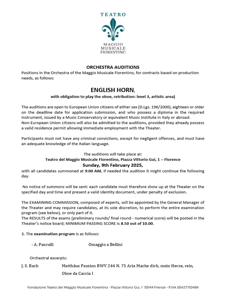 English Horn AUDITION | PDF