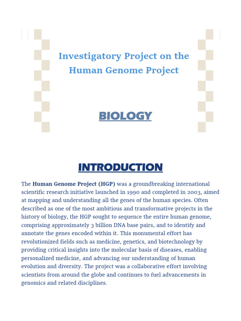 Biology Investigatory Project | PDF | Dna Sequencing | Human Genome