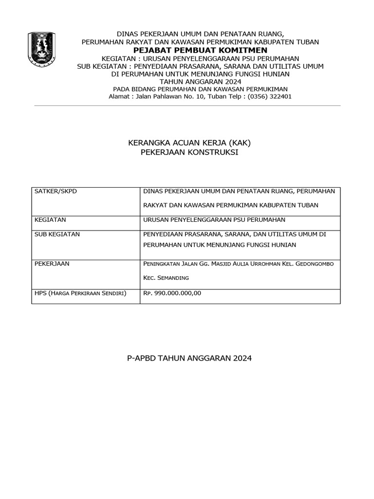 KAK JL. GG. MASJID AULIA KEL. GEDONGOMBO rev. 1 | PDF