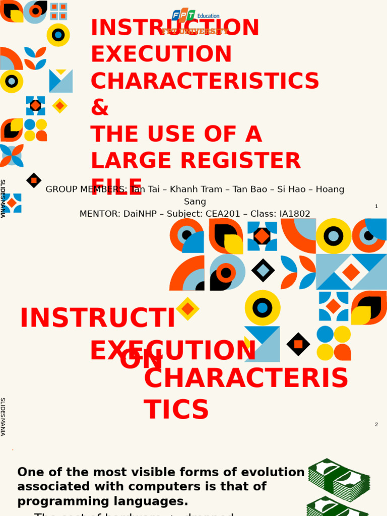Instruction Execution Characteristics & The Use of A Large Register ...