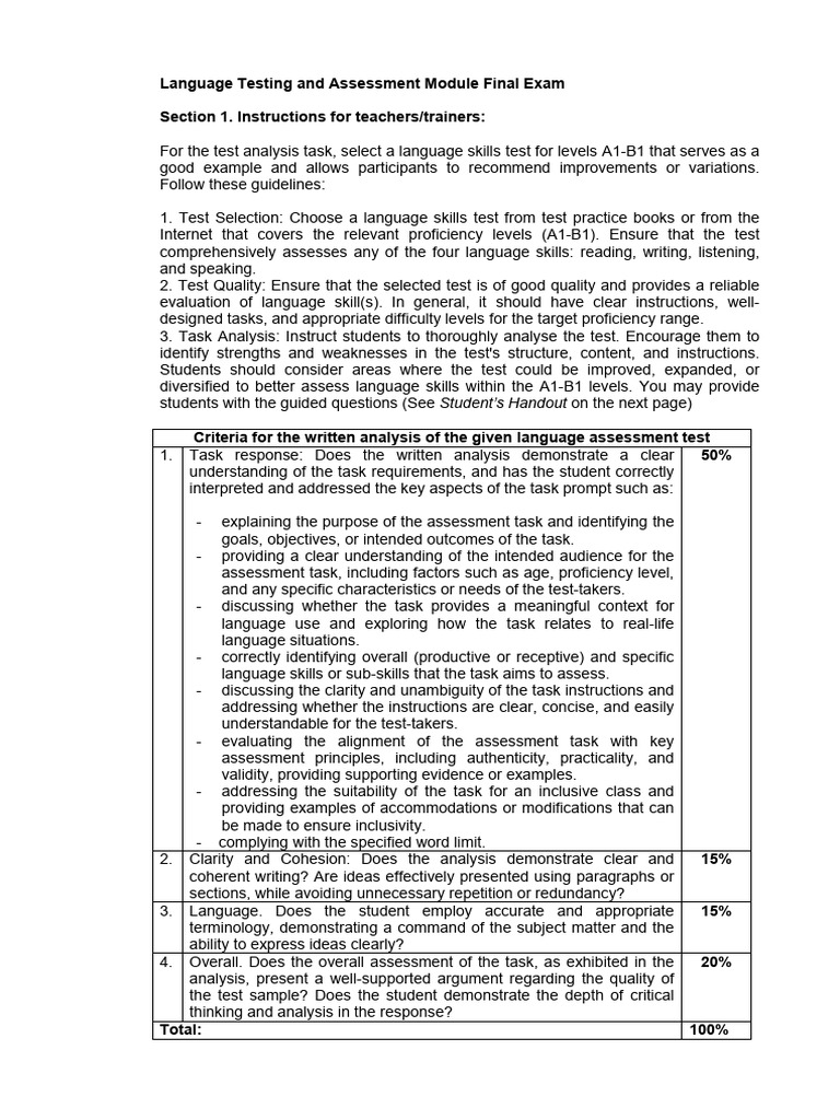 LTA Module_Final Exam | PDF | Educational Assessment LTA Module_Final Exam | PDF | Educational Assessment