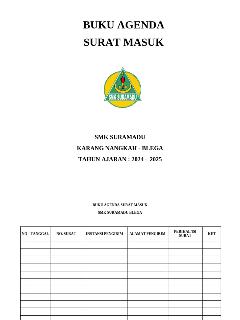 BUKU AGENDA SURAT KELUAR MASUK-1 | PDF