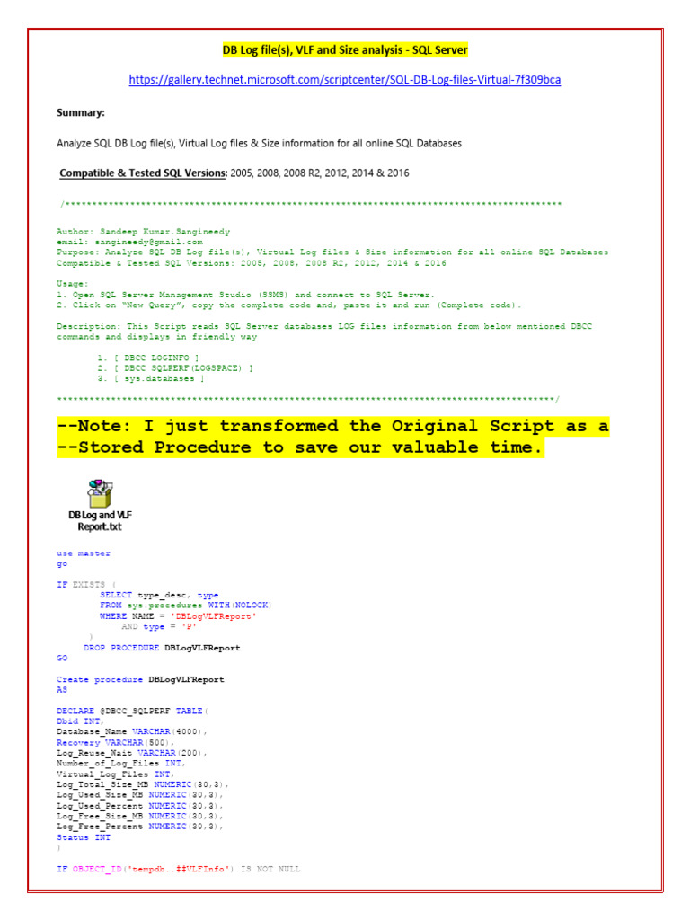 Db Log File Vlf And Size Analysis Pdf Microsoft Sql Server Sql 5821