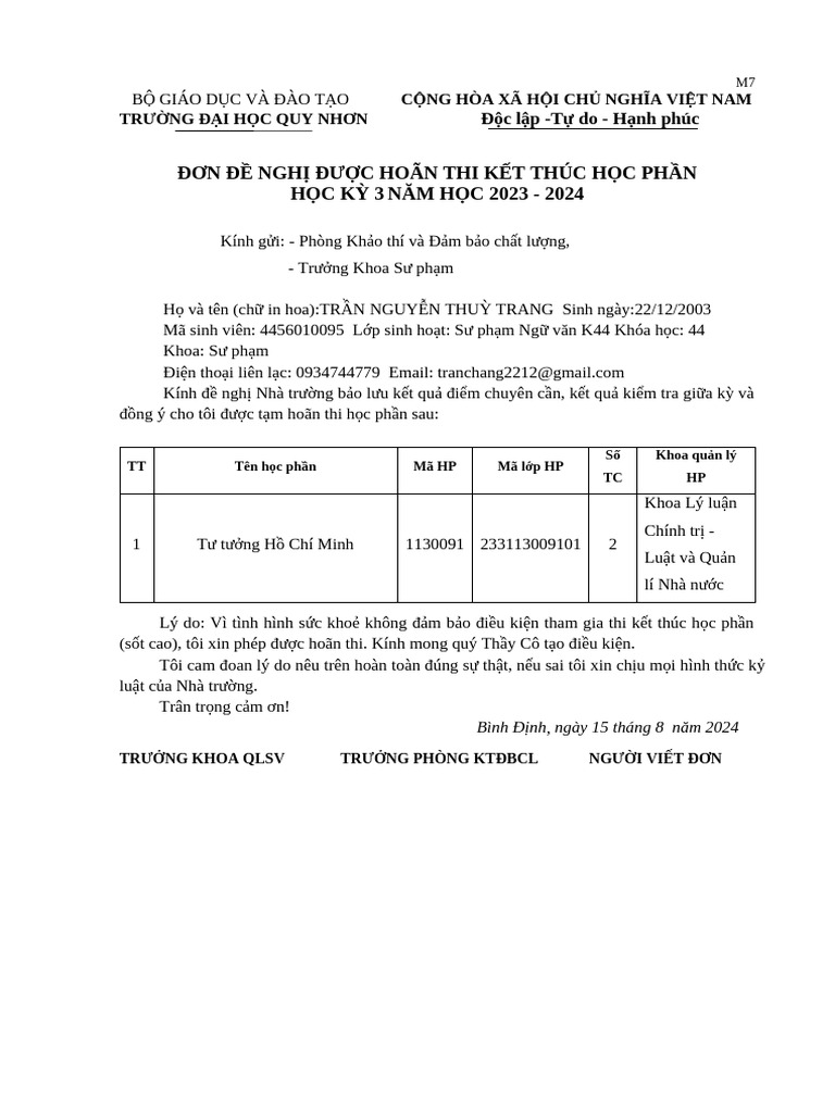 MAU DON HOAN THI M7 | PDF