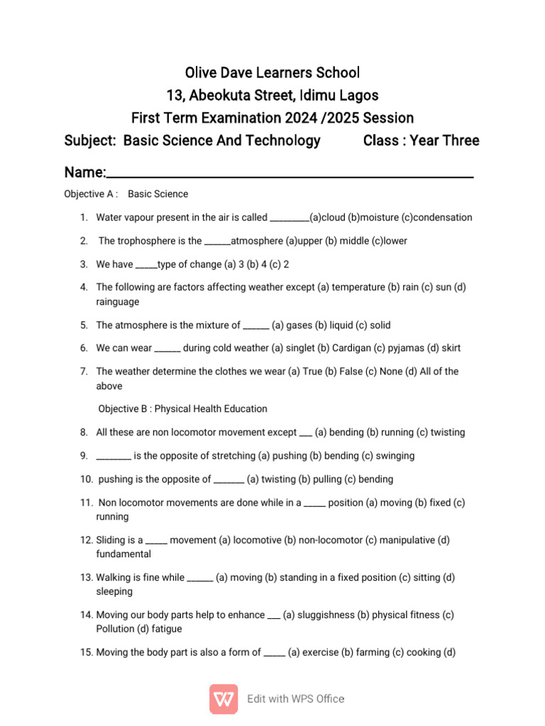 Class 3 First Term Exam Questions 2024 | PDF | Abraham | Jacob