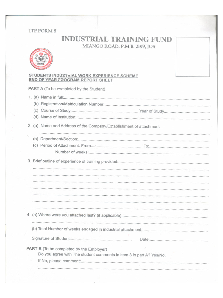Siwes Form 8 | PDF