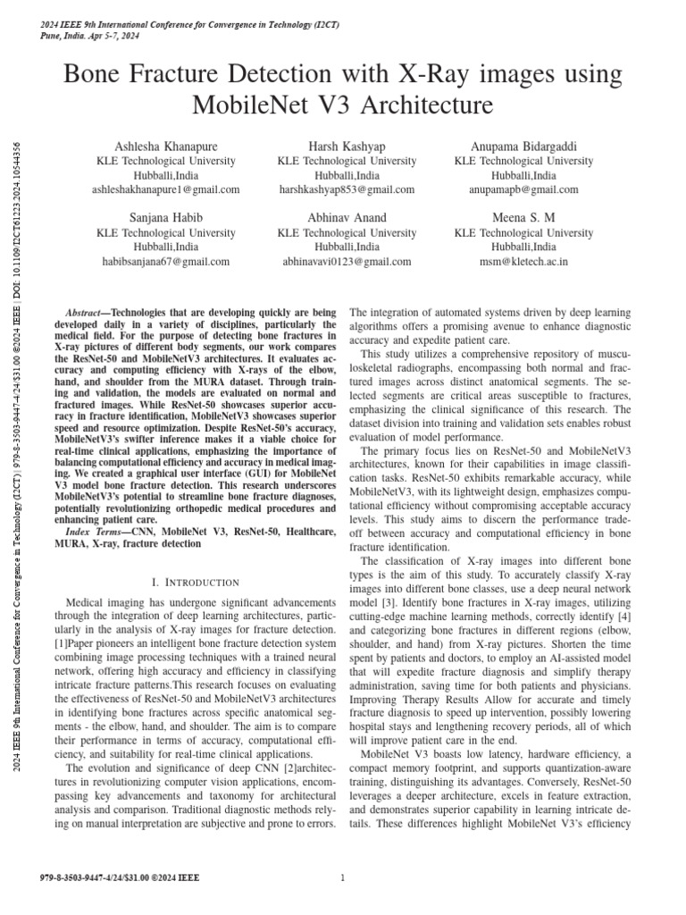 9.bone Fracture Detection With X-Ray Images Using MobileNet V3 Architecture | PDF | Deep ...