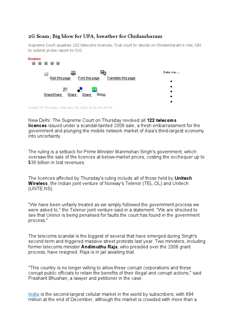 2G Scam | PDF | Telecommunications | Corrupt Practices