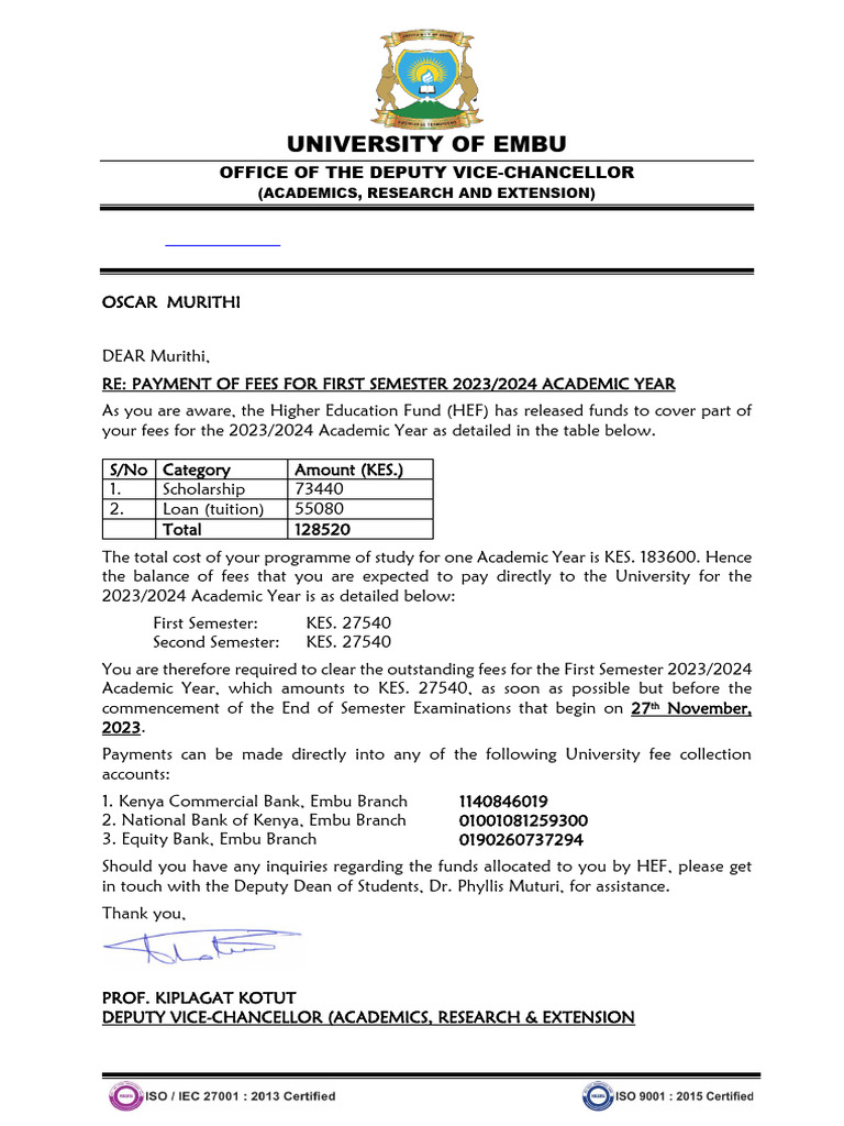 Payment of Fees for Sem 1 2023-2024 | PDF