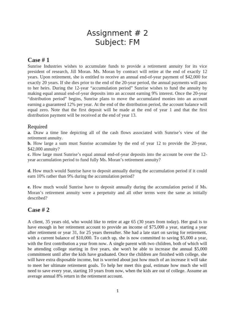 Assignment 2 TVM Solution | PDF | Present Value | Retirement