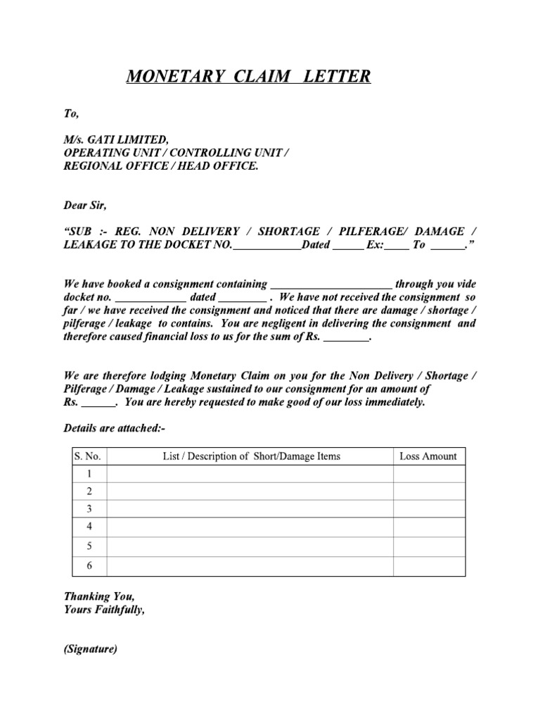 Monetry Claim | PDF