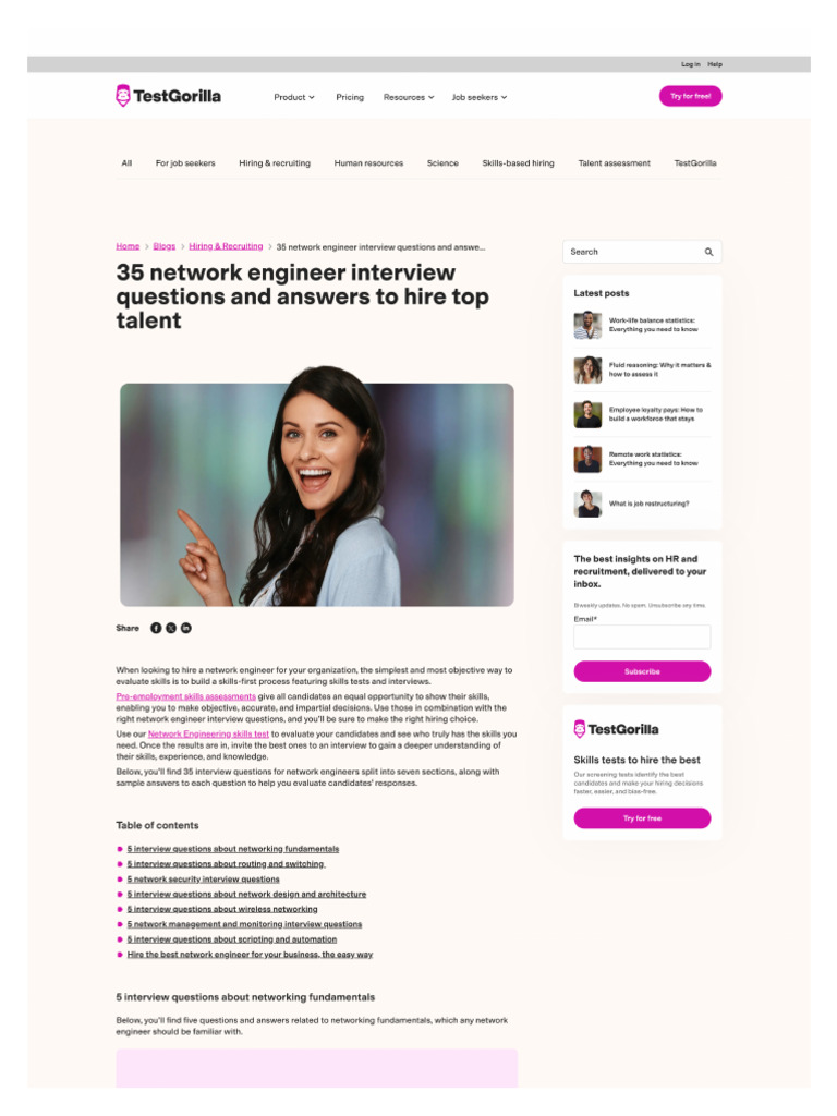 Screencapture Testgorilla Blog Network Engineer Interview Questions ...