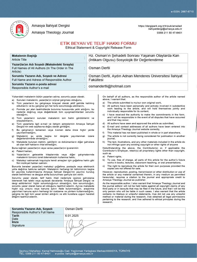 Telif Hakkı Devir Formu Yeni (15.03.2024) | PDF