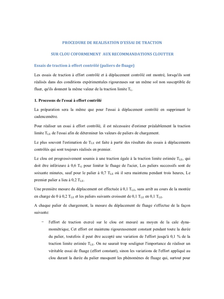 Procedure de Ion D'essai D'arrachement de Clou | PDF | Sciences et ...