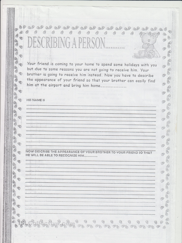 Describing A Person - Writing | PDF