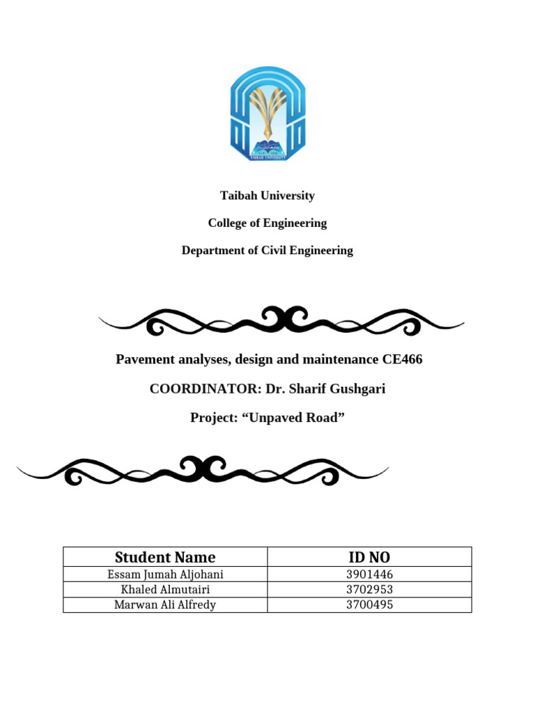 CE466 Unpaved Roads Project | PDF | Road Surface | Road