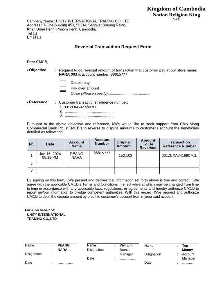 Reverse Tranx of Dispute Case Merchant 2 Tommy CM271 | PDF | Personal ...