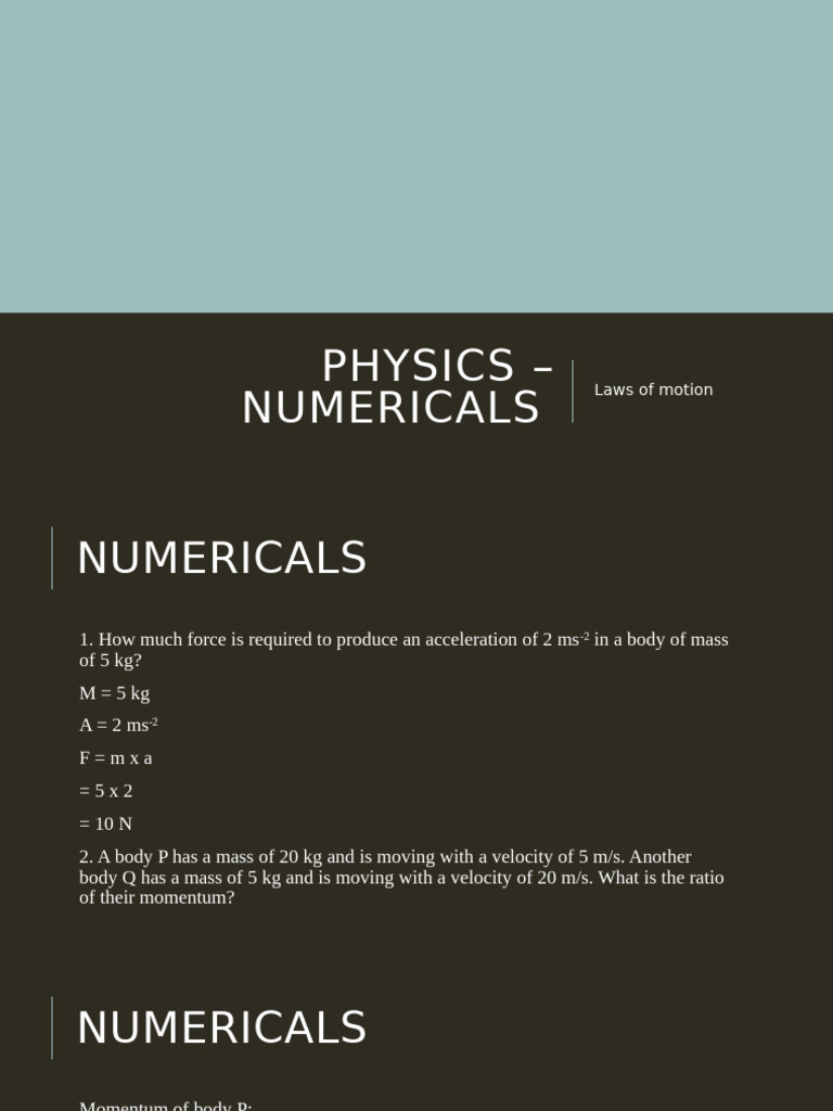 Physics – numericals | PDF