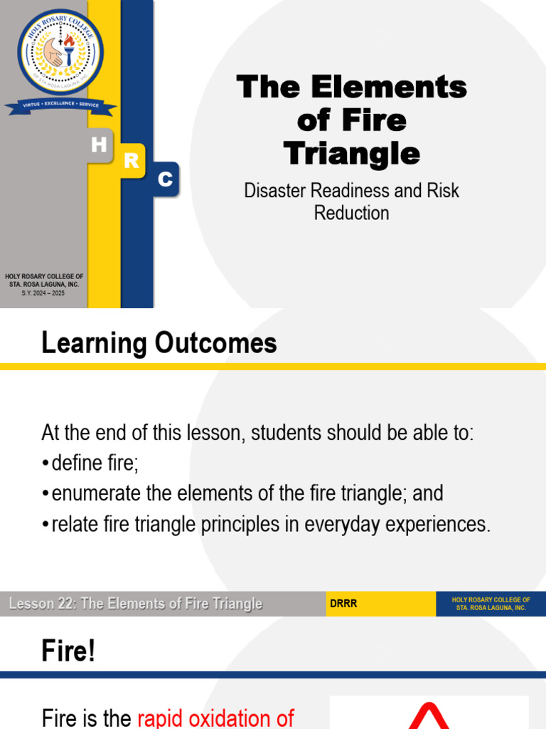 Lesson 22 - The Elements of Fire Triangle | PDF | Fires | Combustion
