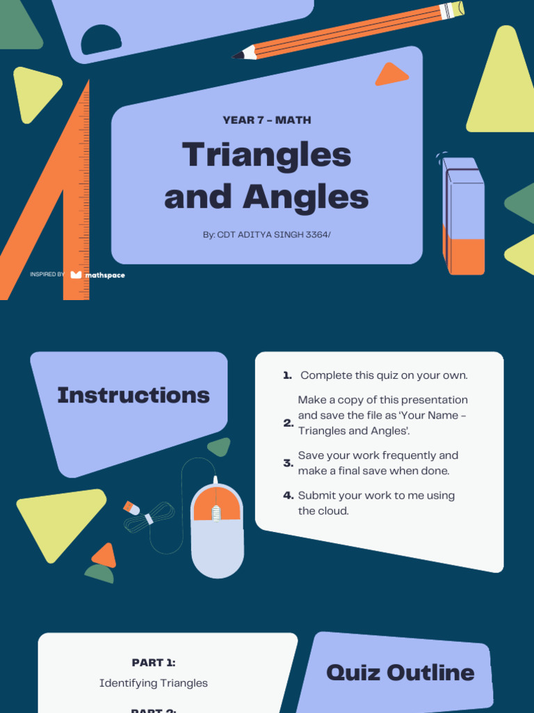 Triangles and Angle Measurement Quiz Presentation in Blue Orange Yellow ...