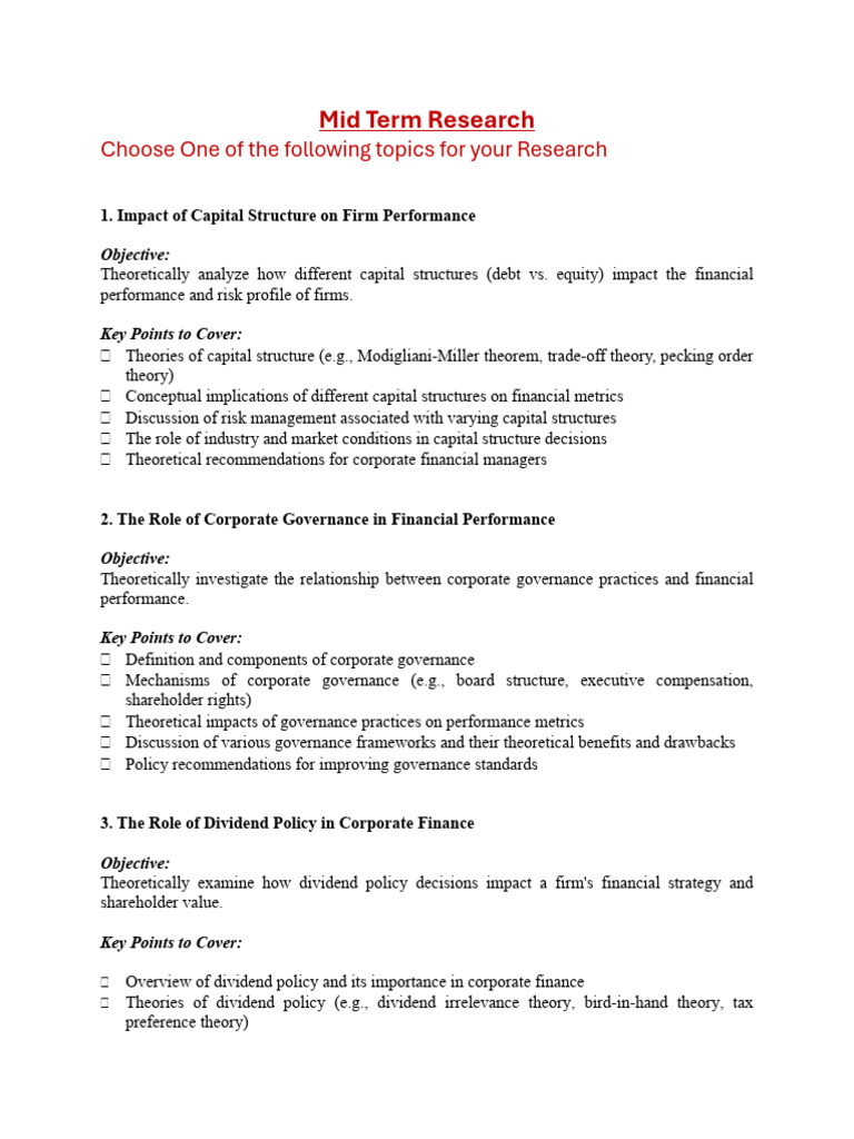 Mid Term Research | PDF | Capital Structure | Dividend