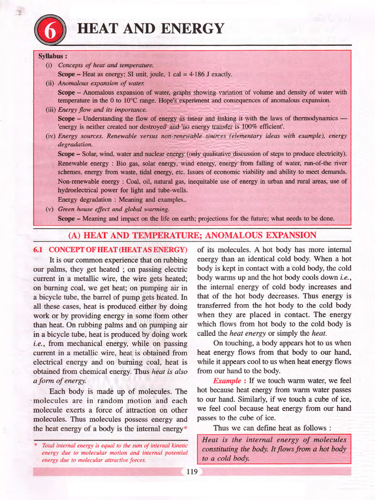 Class 9 Selina Physics Chapter 6 Heat and Energy | PDF