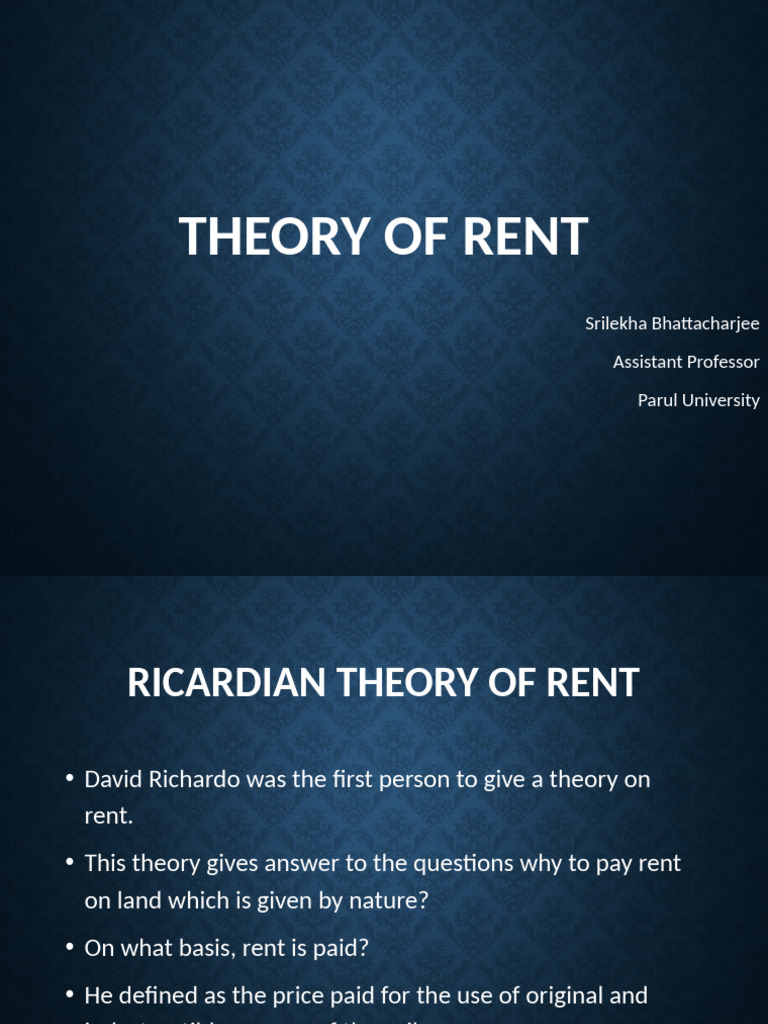 Chapter 1 Theory of Rent | PDF | Supply (Economics) | Demand