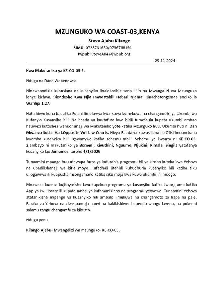 KUSANYIKO MZUNGUKO 2025 MPYA (1) | PDF