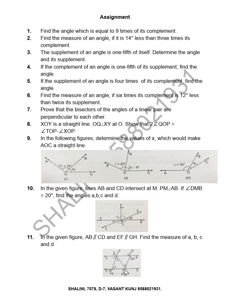 9.6 Lines & Angles | PDF | Perpendicular | Angle