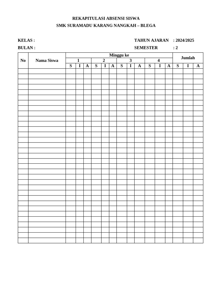 REKAPITULASI ABSENSI SISWA | PDF