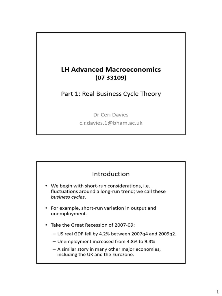 1 RBC slides (1) | PDF | Business Cycle | Macroeconomics