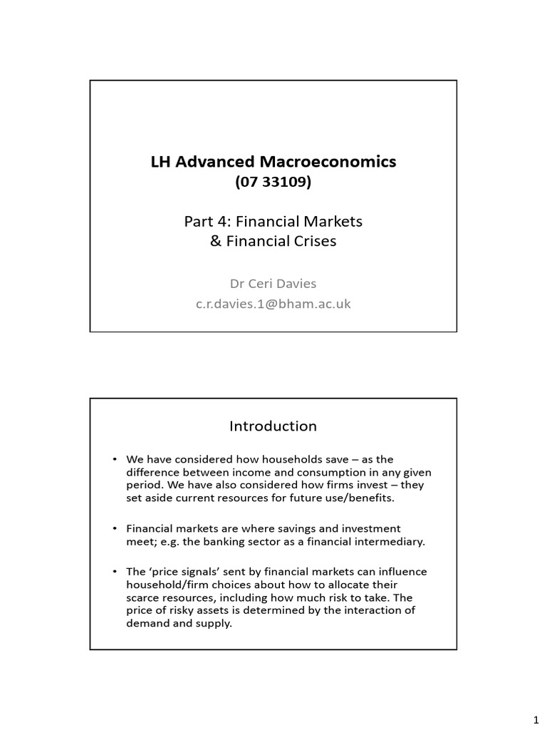 Financial Markets and Crises Analysis | PDF | Economies | Economics
