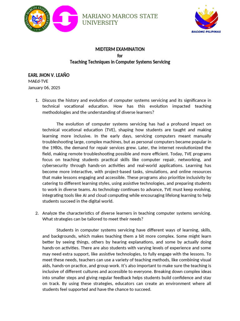 MIDTERM-EXAMINATION | PDF | Simulation | Learning