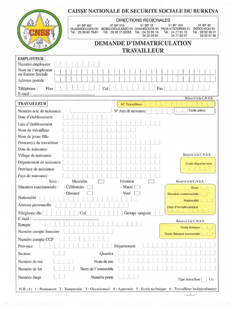 Demande D'immatriculation Travailleur | PDF