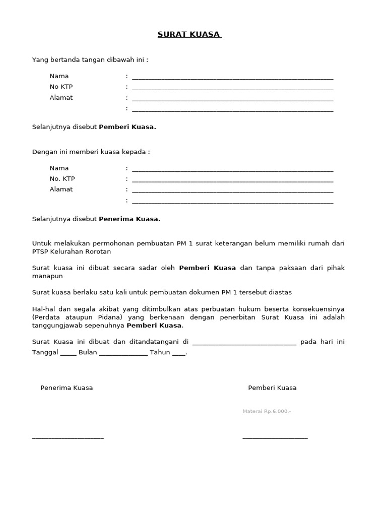 Format Surat Kuasa | PDF