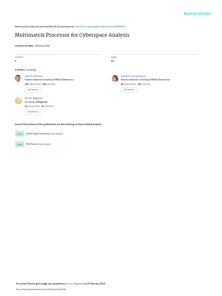 Multi Matrix Processor for Cyberspace Analysis | PDF | Central Processing Unit | Parallel Computing