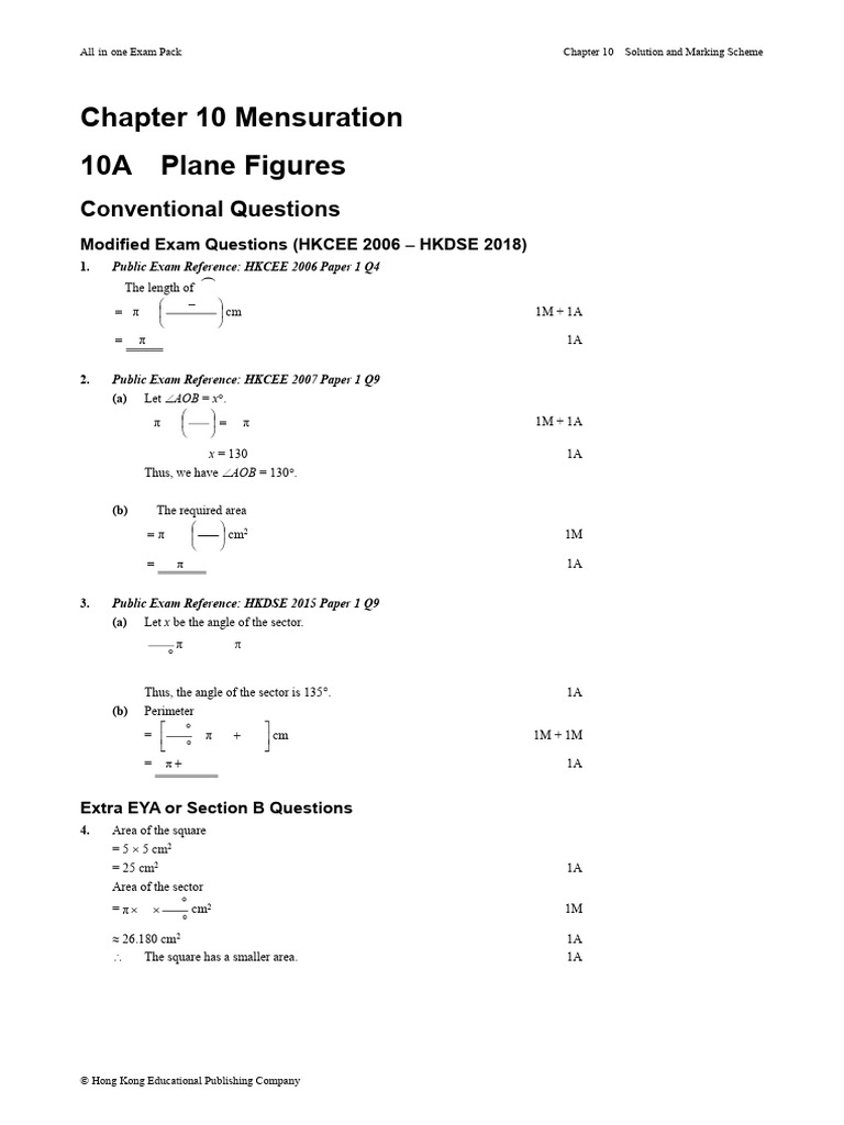 Chapter 10 Mensuration Solutions | PDF | Area | Geometric Shapes