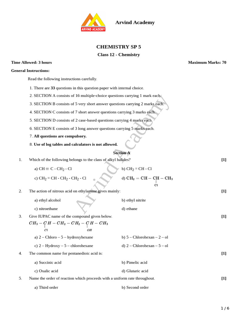 Question Chemistry SP 5 - 49117243 - 2024 - 12 - 25 - 22 - 44 | PDF ...