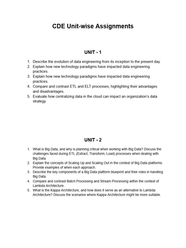 CDE Unit-Wise Assignments | PDF | Computing | Information Technology