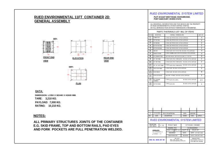 Rued Env 11FT Rigging Container 2D General Assembly | PDF | Pipe (Fluid ...