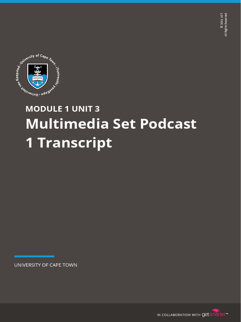 UCT DPP M1U3 Multimedia Set Podcast 1 Transcript | PDF | Privacy