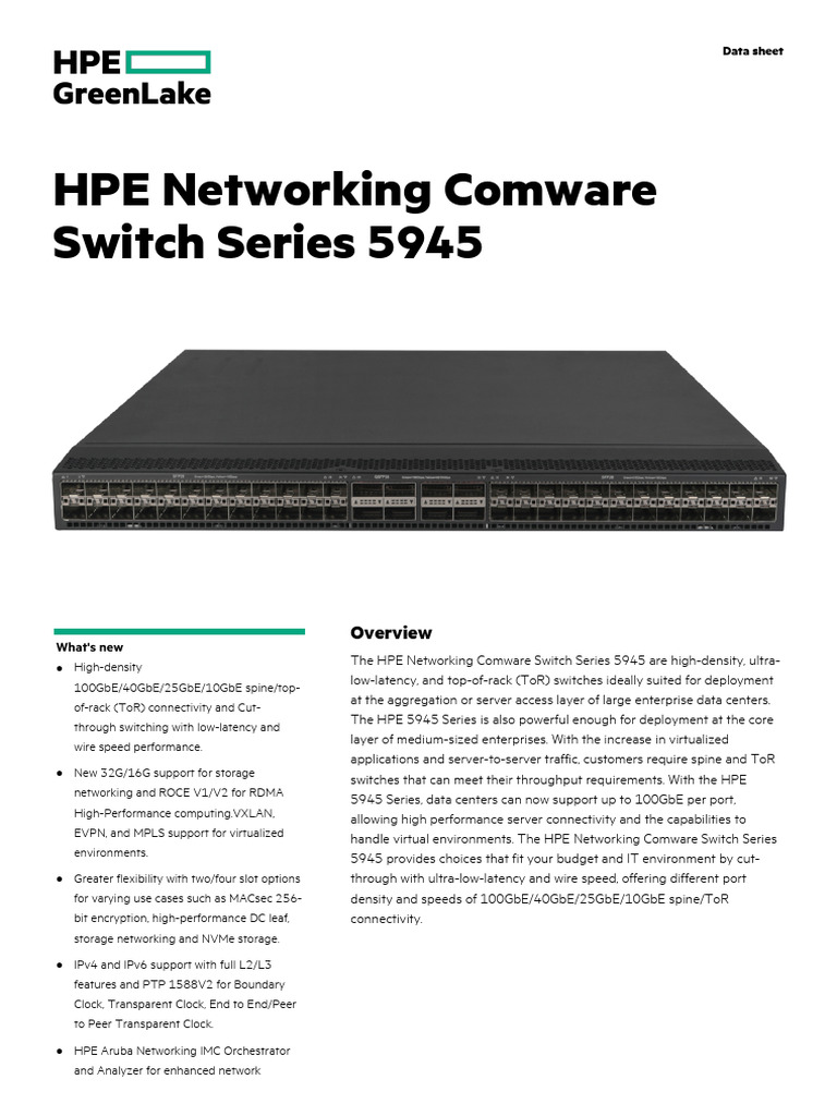 HPE Networking Comware Switch Series 5945 Data sheet-PSN1010907030INEN | PDF | Computing ...