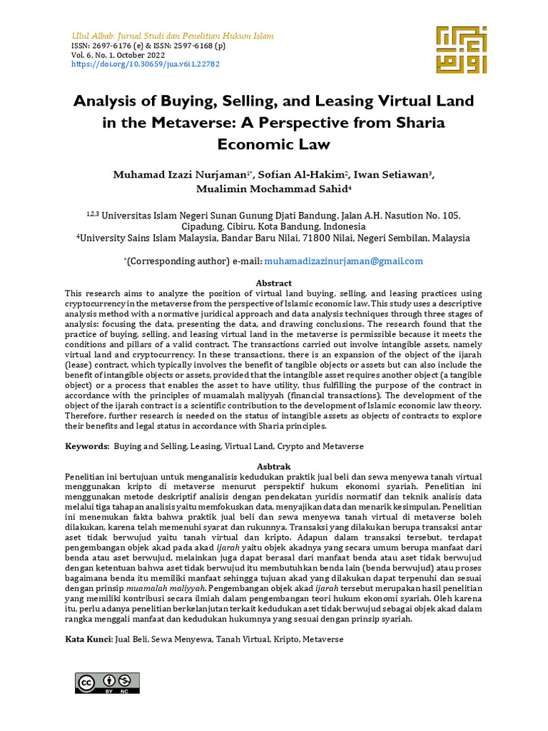 Analysis of Buying, Selling, and Leasing Virtual Land in The Metaverse: A Perspective From ...