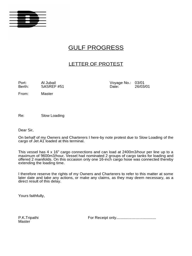 Letter of Protest - Slow Load | PDF