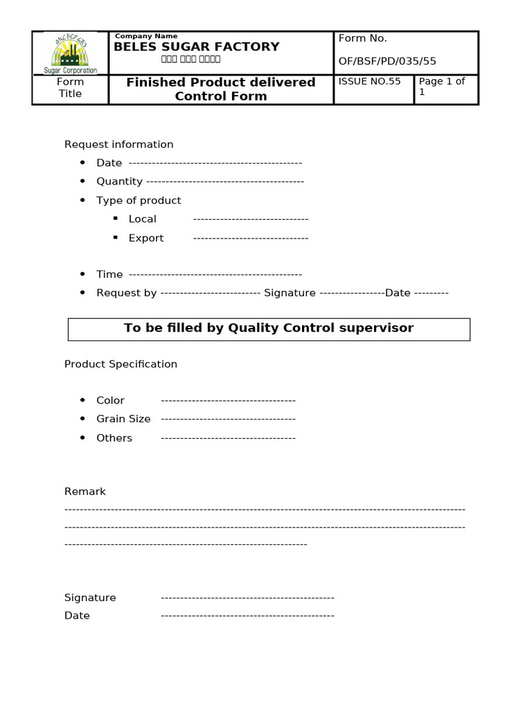 of BSF Final Product Control | PDF