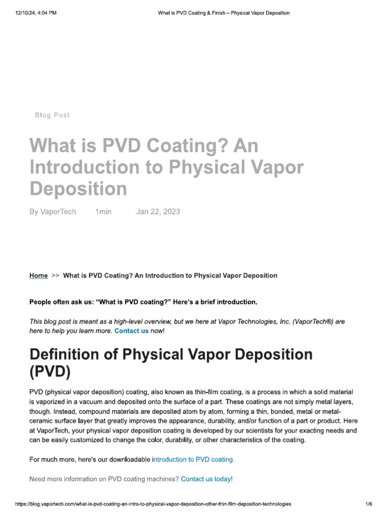 PVD Theory | PDF